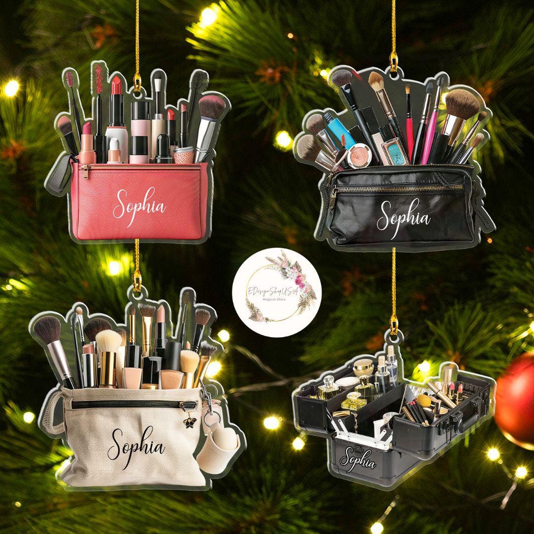 Personalized Girl Makeup Christmas Ornament, Makeup Box Women Teen Girl ...