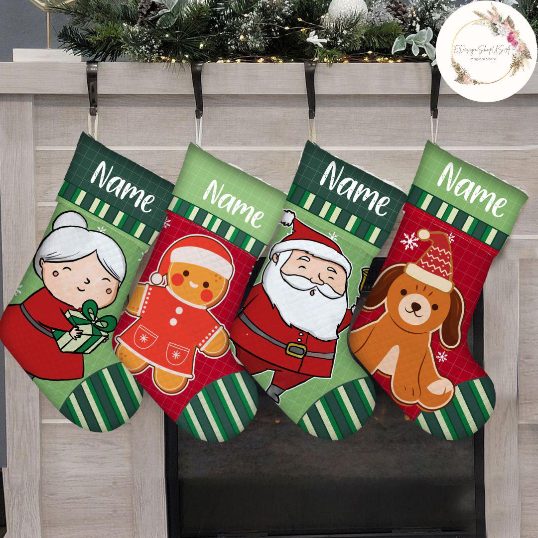 Personalized Gingerbread Santa Snowman Elf Christmas Stockings With ...