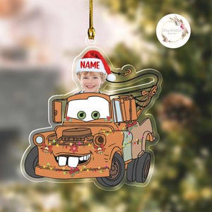 Custom Photo & Name Disney Cars Christmas Ornament, Lightning Mcqueen ...