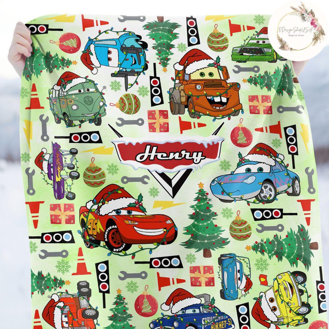 Personalized Disney Cars Christmas Blanket, Lightning Mcqueen Sally Tow ...