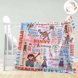 Personalized Watercolor Disney Pixar Coco Blanket, Custom Name Miguel ...