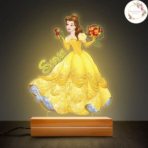 Personalized Disney Princess Night Light, Custom Name Baby Girl Room ...