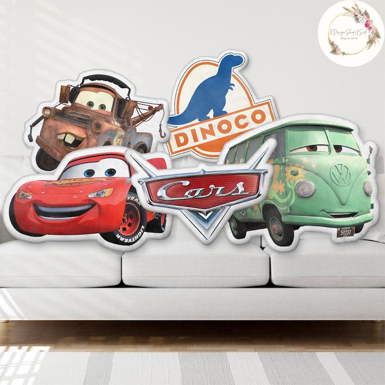 Custom Shape Disney Cars Pillow, Lightning Mcqueen Mater Doc Hudson ...