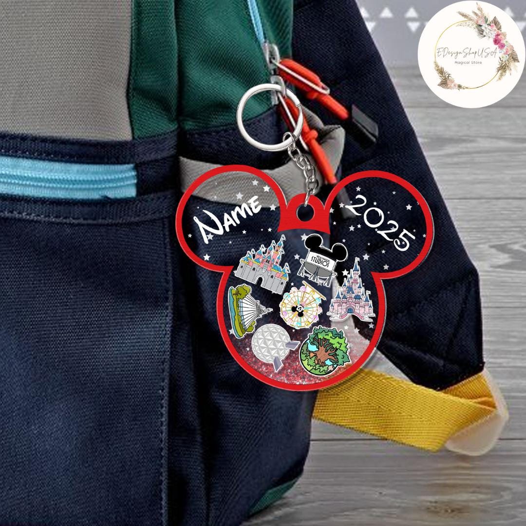 Personalized Disney Shaker Keychain, Disney Park Castle Animal Kingdom ...