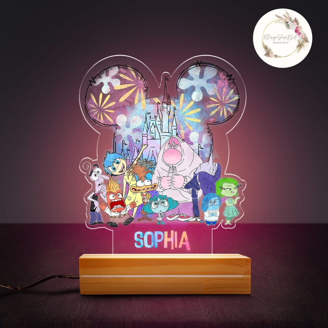 Personalized Watercolor Disney Inside Out Night Light, Inside Out 2 ...