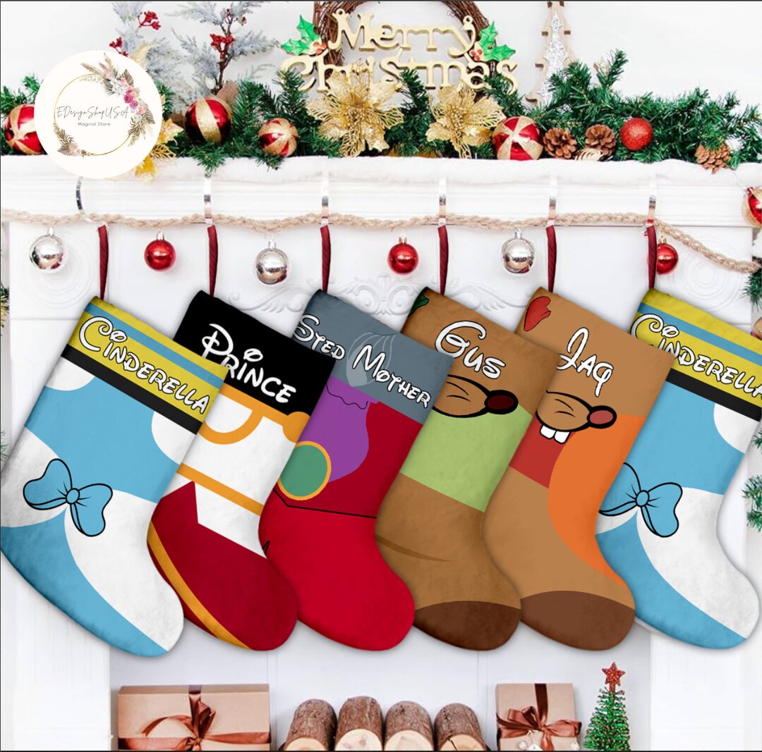 Personalized Cinderella Christmas Stockings, Xmas Disney Princesses ...