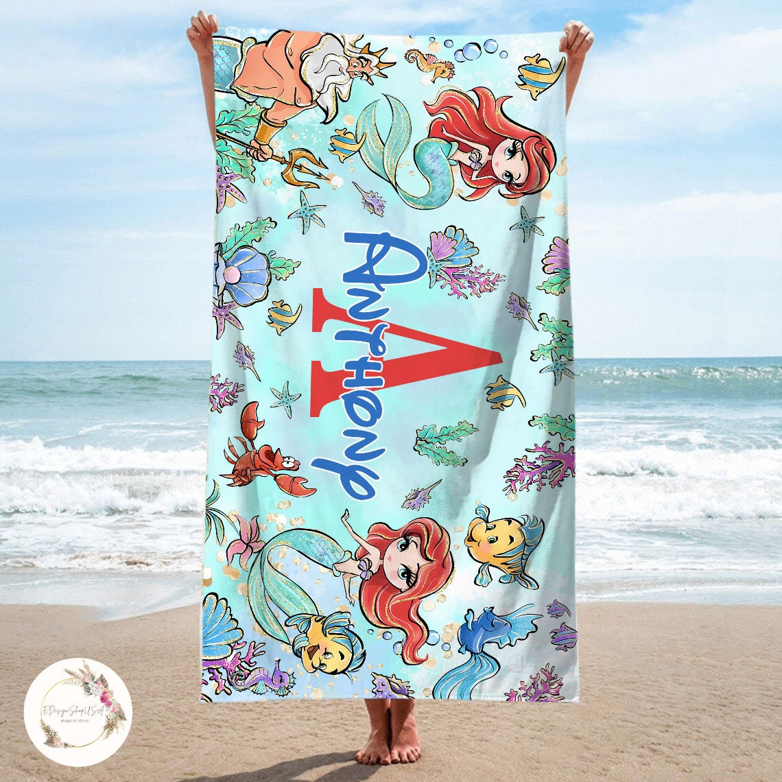 Personalized Disney The Little Mermaid Beach Towel, Ariel Disney ...