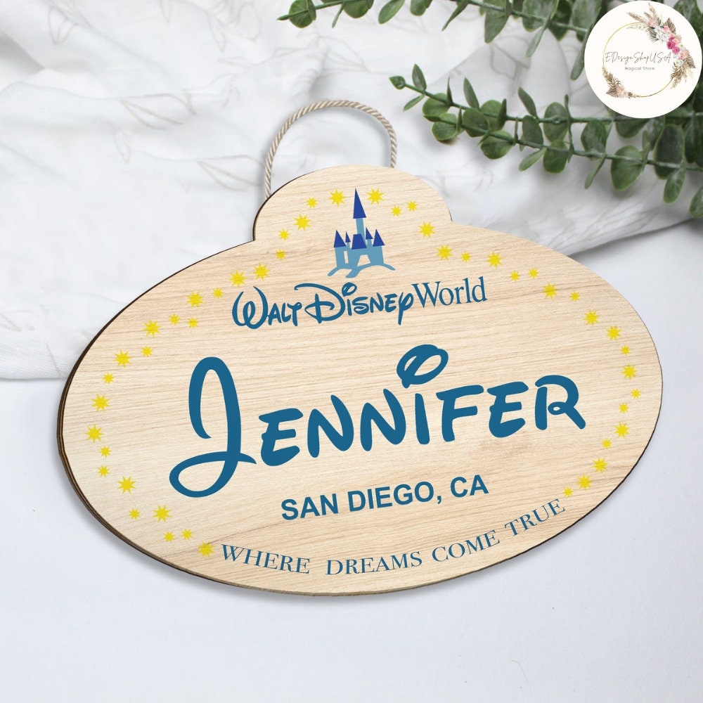 Personalized Disney Name Tag Wooden Hanging Sign Plaque, Disney Cruise ...