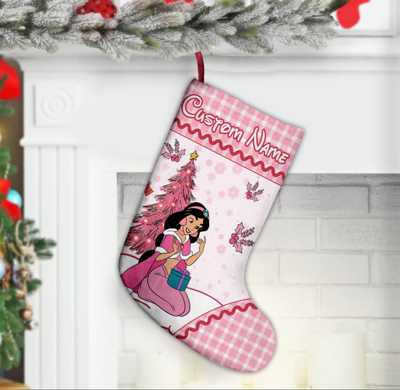Personalized Pink Disney Princesses Christmas Stocking Disney - Etsy