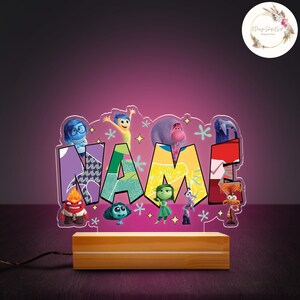 Custom Name Disney Pixar Inside Out Night Light, Family Inside Out 2 ...