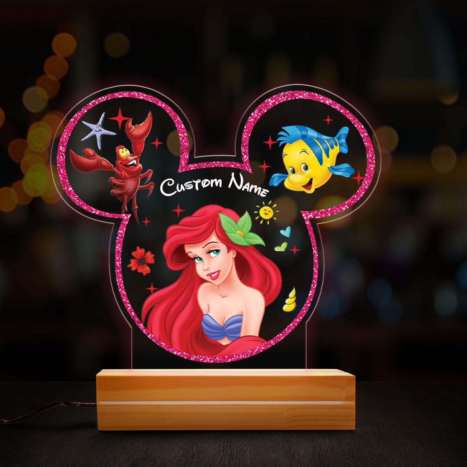 Personalized Name Disney Princesses Night Light, Belle Rapunzel Anna ...