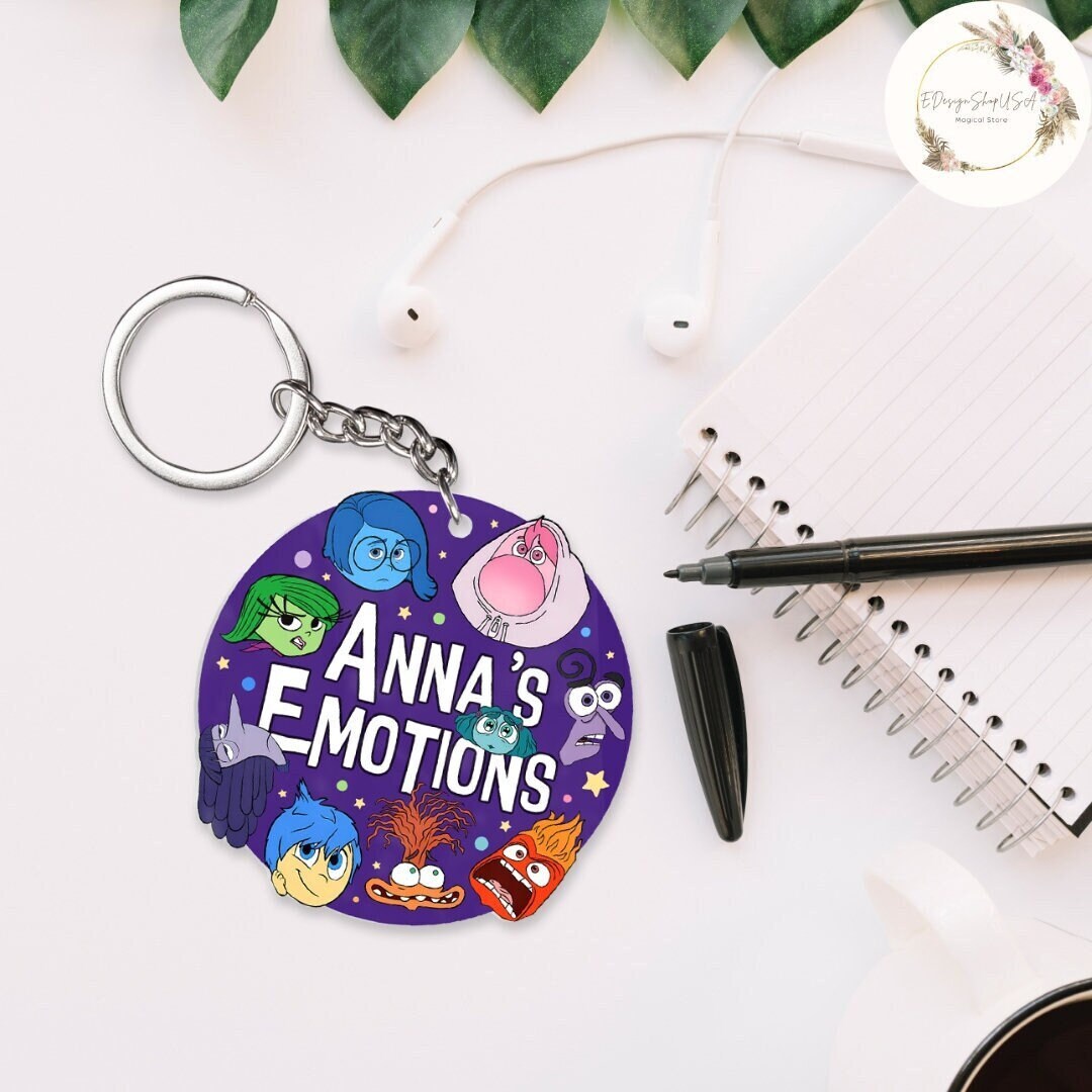 Personalized Disney Inside Out Keychain, Inside Out 2 Movie Characters ...