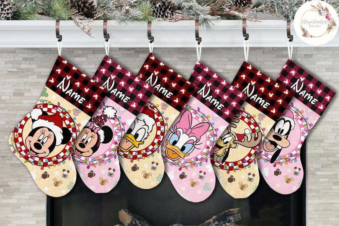 Personalized Red/pink Plaid Mickey and Friends Checkered Disney ...