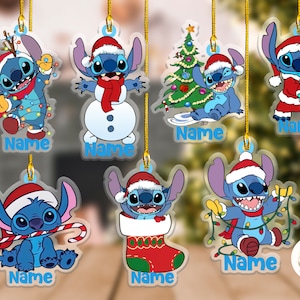 Personalized Disney Stitch Christmas Ornament, Disney Family Christmas ...