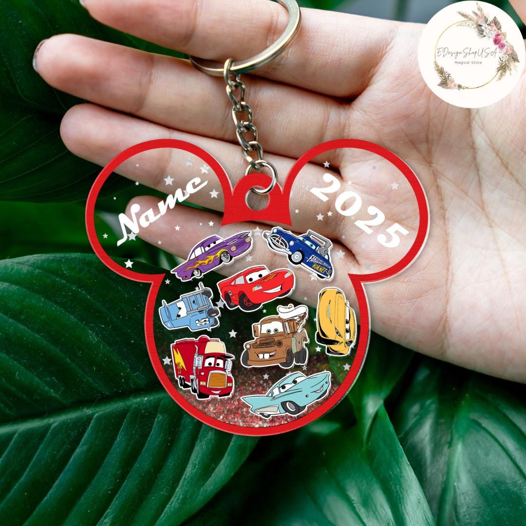 Personalized Disney Cars Shaker Keychain, Lightning Mcqueen Mater Doc ...