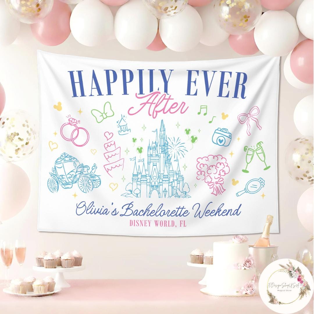 Personalized Disney Bachelorette Party Wall Tapestries, Disney Princess ...