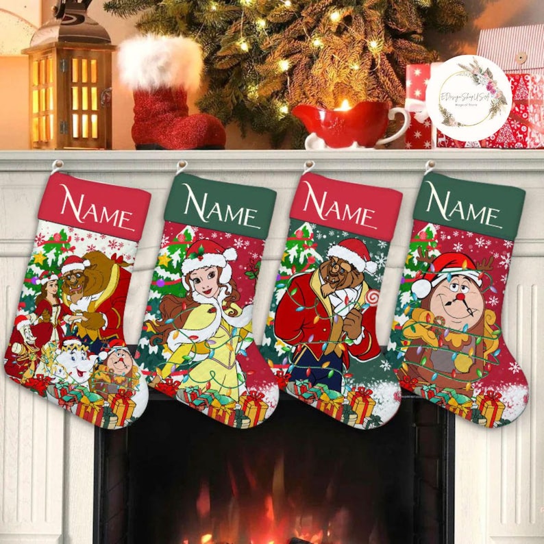 Personalized Disney Beauty and the Beast Christmas Stockings, Disney ...