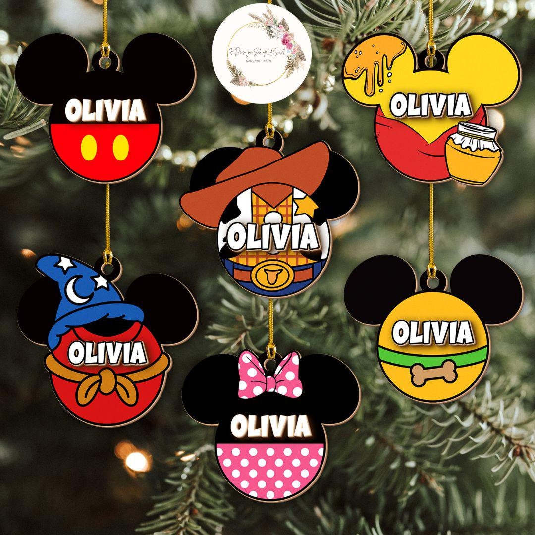 Personalized All Characters Wooden Disney Ornament, Mickey & Friends ...