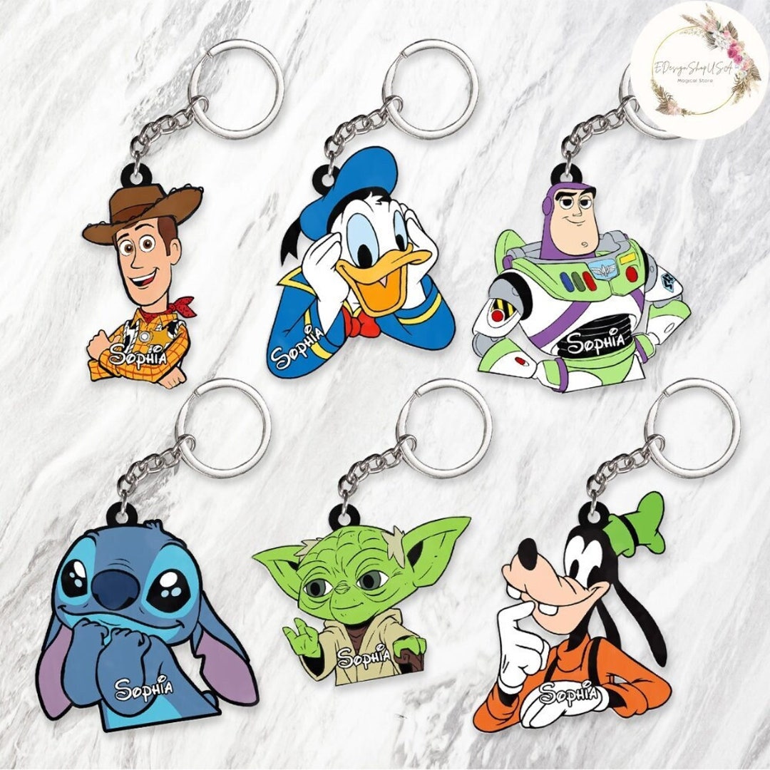 Personalized All Characters Disney Keychain, Mickey and Friends, Disney ...