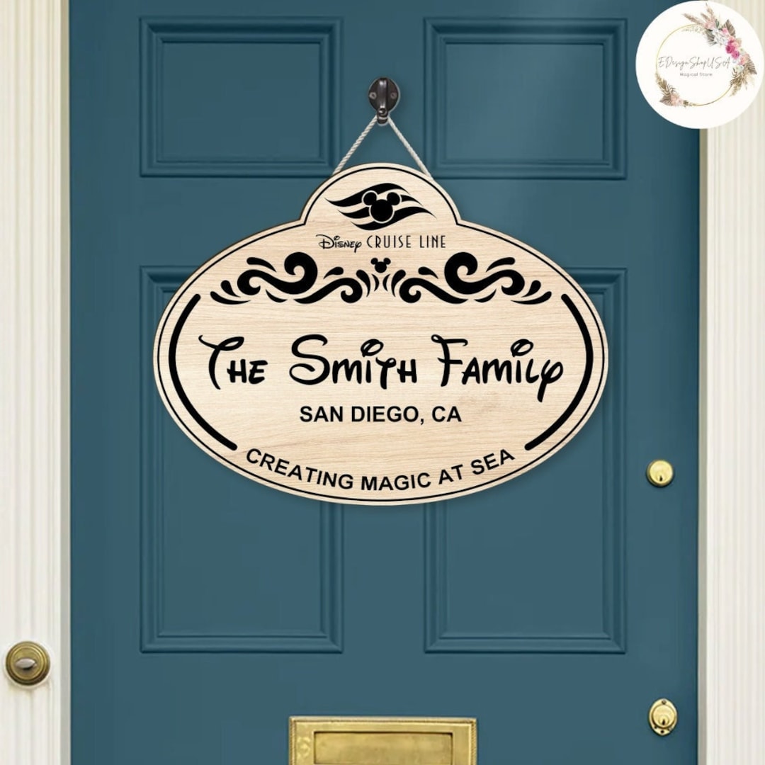 Personalized Disney Name Tag Wooden Hanging Sign Plaque, Disney Cruise ...