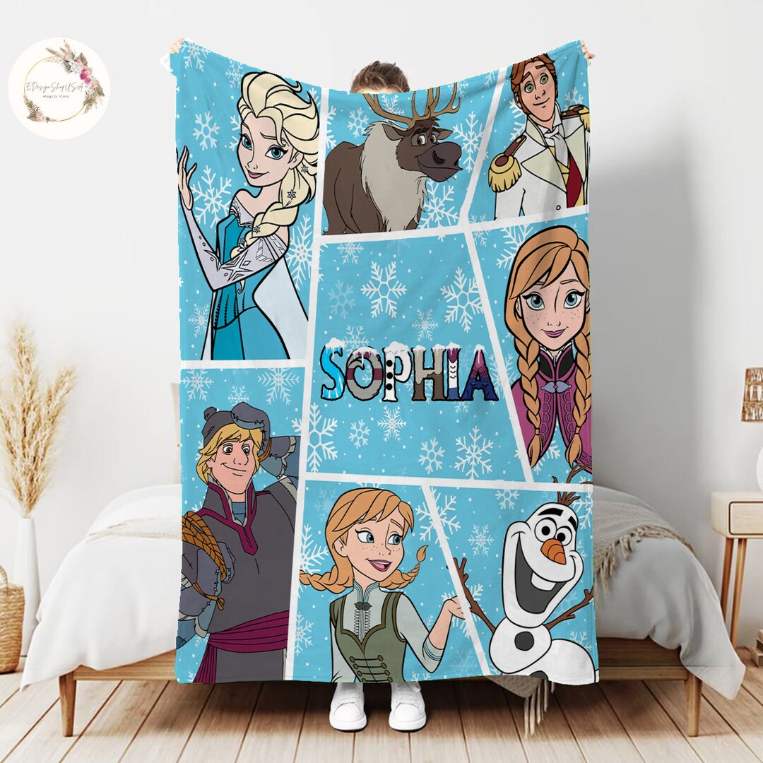 Disney Frozen Blanket, Custom Name Disney Blanket, Princess Elsa ...