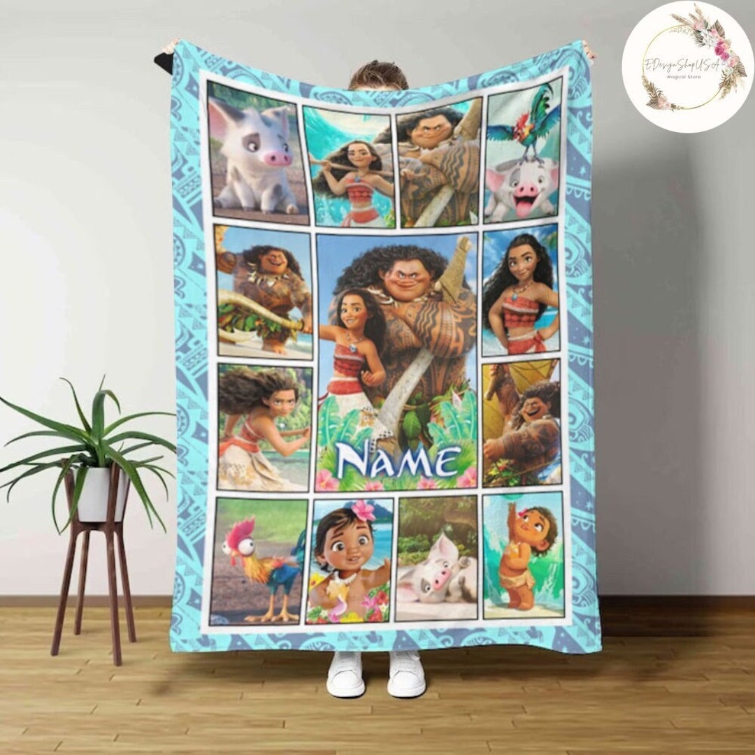 Personalized Disney Moana Blanket, Custom Name Disney Princess Moana ...