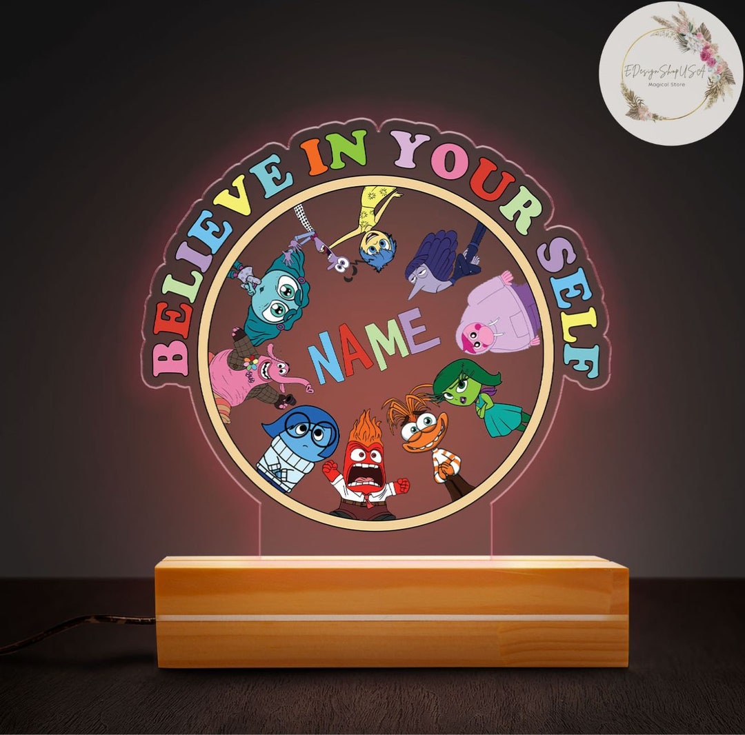 Personalized Inside Out 2 Characters Castle Night Light, Believe in ...