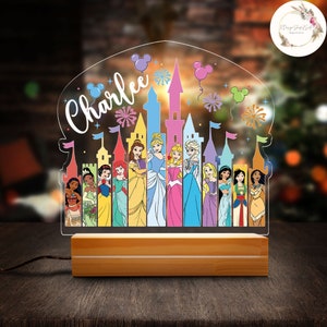Personalized Disney Princess Castle Night Light, Custom Name Baby Girl ...