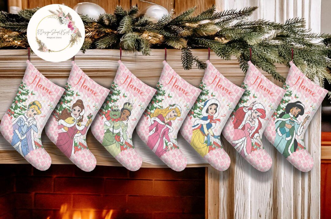 Coquette Bows Disney Princess Christmas Stockings, Girls Trip Christmas ...