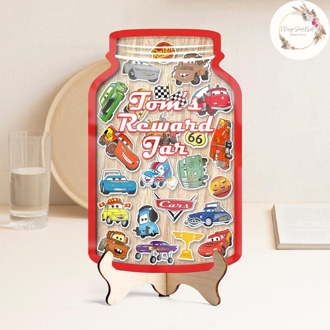 Personalized Disney Cars Reward Jar, Lightning Mcqueen Mater Sally ...