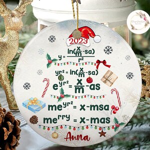 Personalized Math Teacher Ornament, Math Equation Christmas Tree ...