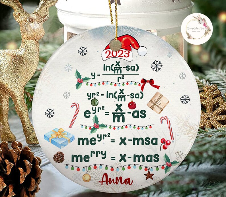 Personalized Math Teacher Ornament, Math Equation Christmas Tree ...