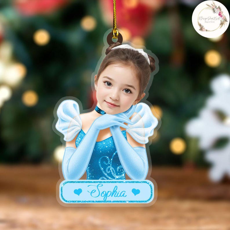 Custom Photo & Name Disney Princess Ornament, Disney Christmas Ornament ...