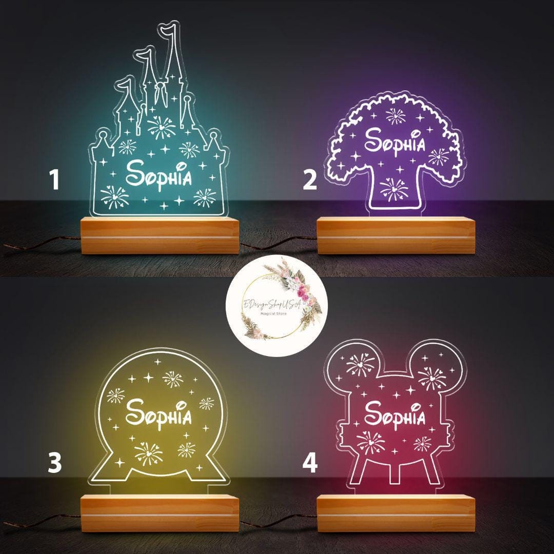 Personalized Walt Disney World Night Light, Disney Castle Baby Girl ...