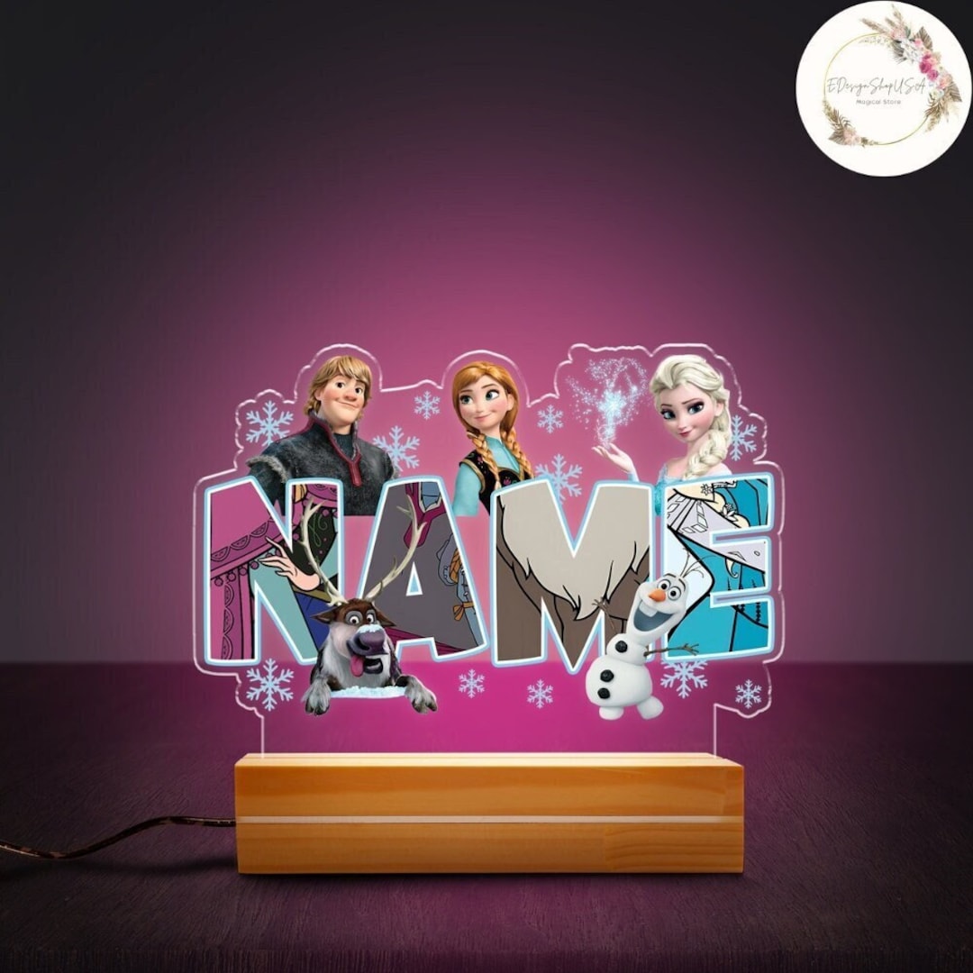 Personalized Disney Frozen Night Light, Custom Name Disney Princess ...