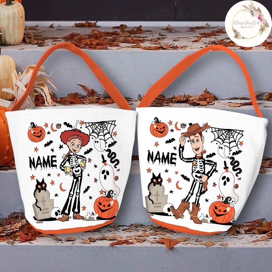 Personalized Disney Toy Story Skeleton Halloween Basket, Buzz Lightyear ...