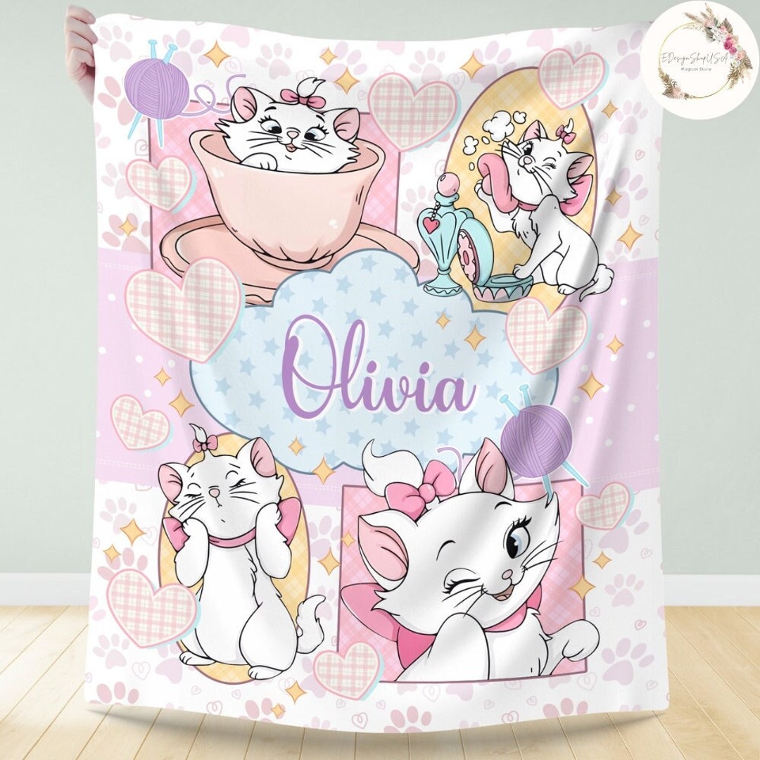 Personalized Disney the Aristocats Marie Blanket, Custom Name Cat ...