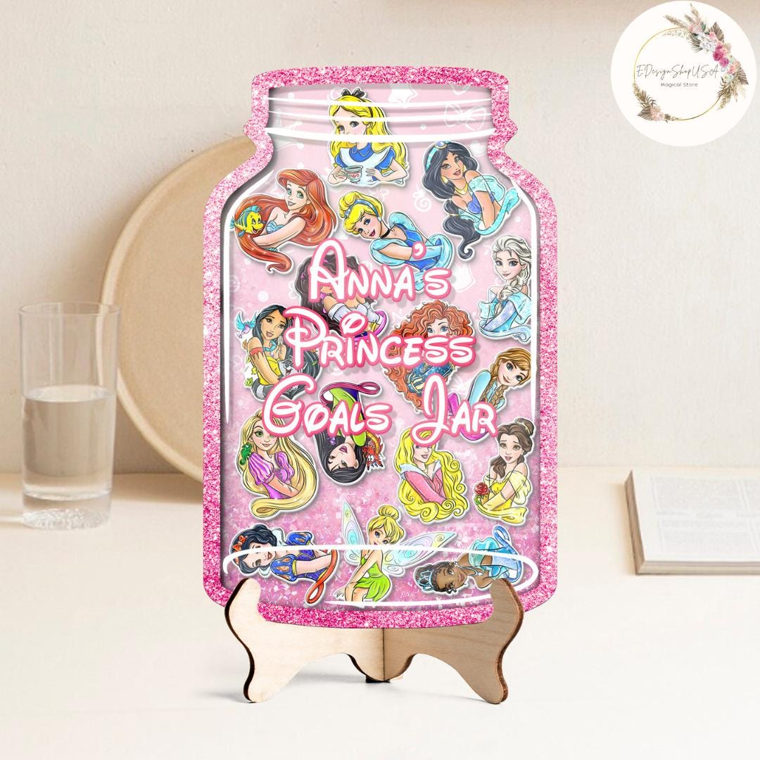 Personalized Disney Princess Reward Jar, Cinderella Belle Rapunzel ...