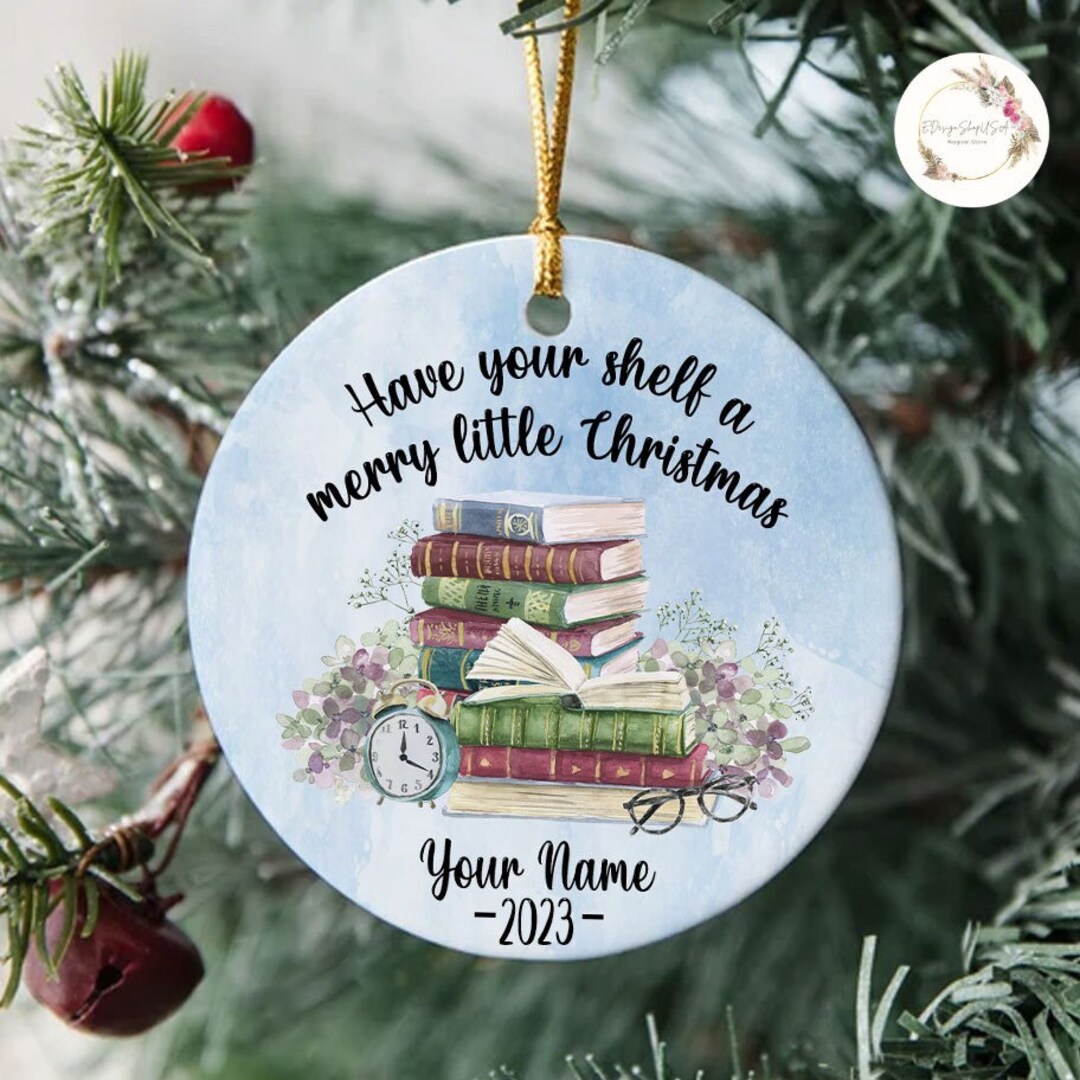 Personalized Book Christmas Ornament, Reading Book Ornament, Librarian ...
