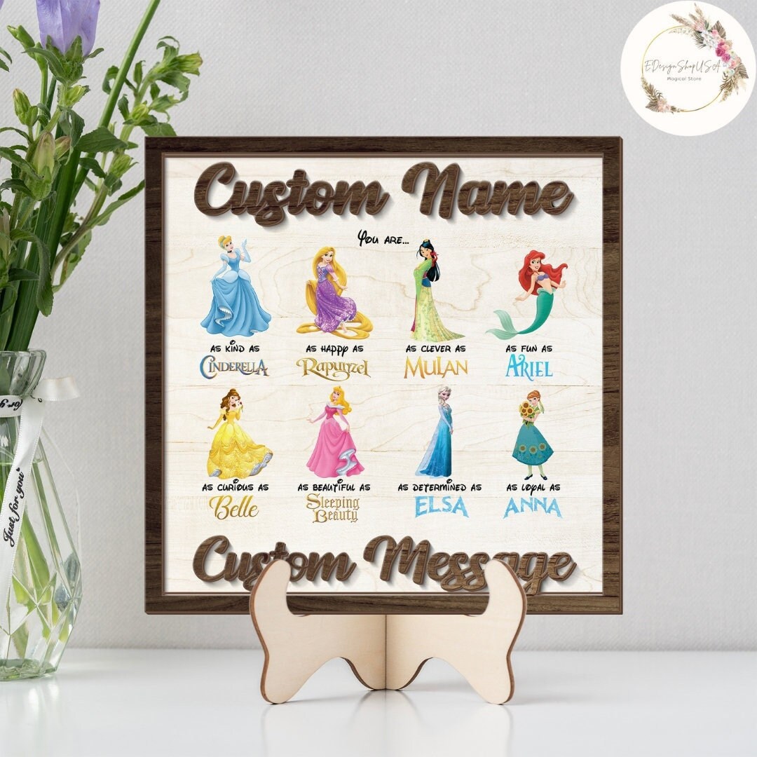 Personalized Disney Princess Wooden Sign Plaque, Princess Birthday Girl ...