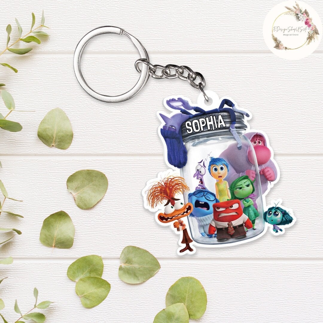 Personalized Disney Inside Out Keychain, Inside Out 2 Movie Characters ...