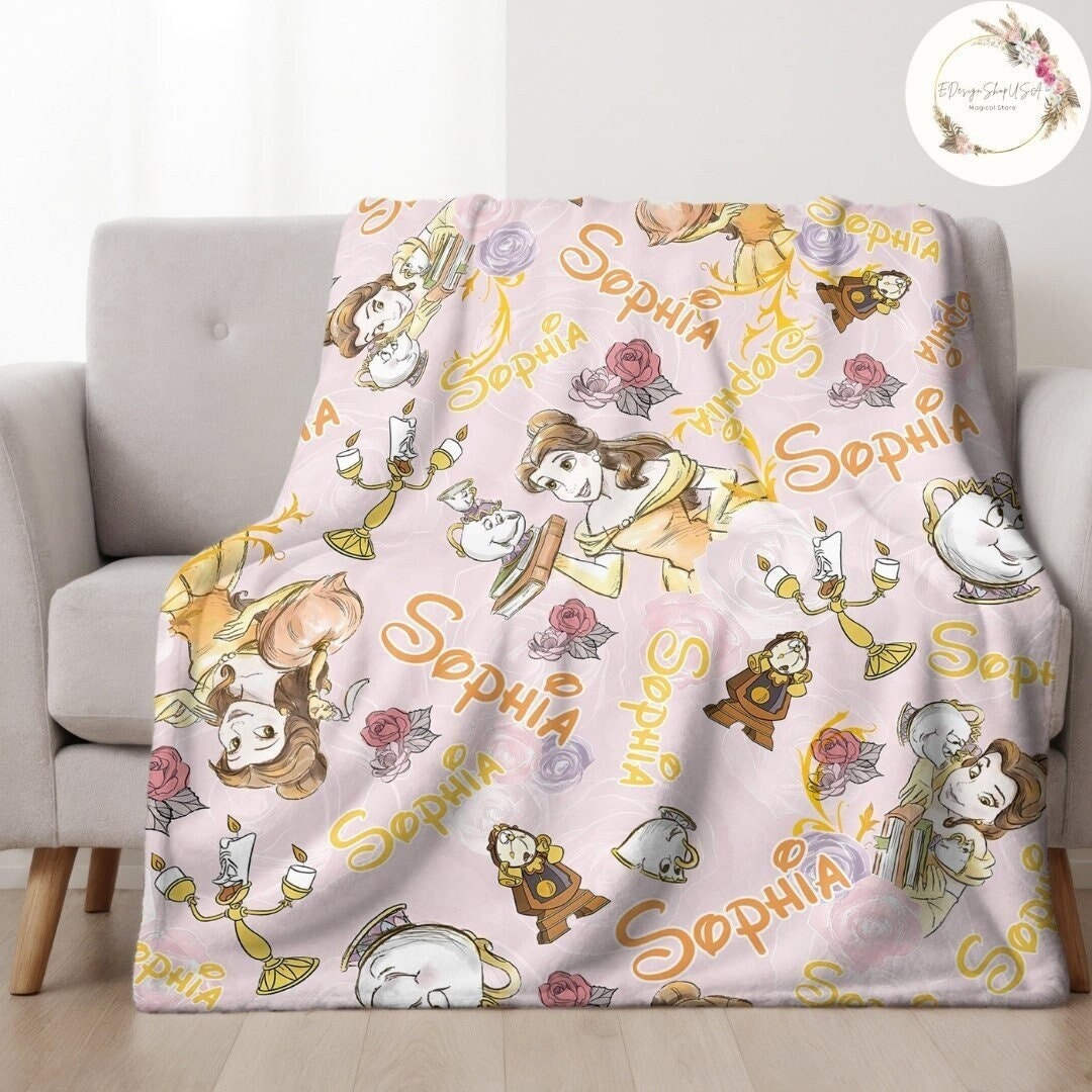 Personalized Beauty and the Beast Disney Princess Belle Blanket, Custom ...
