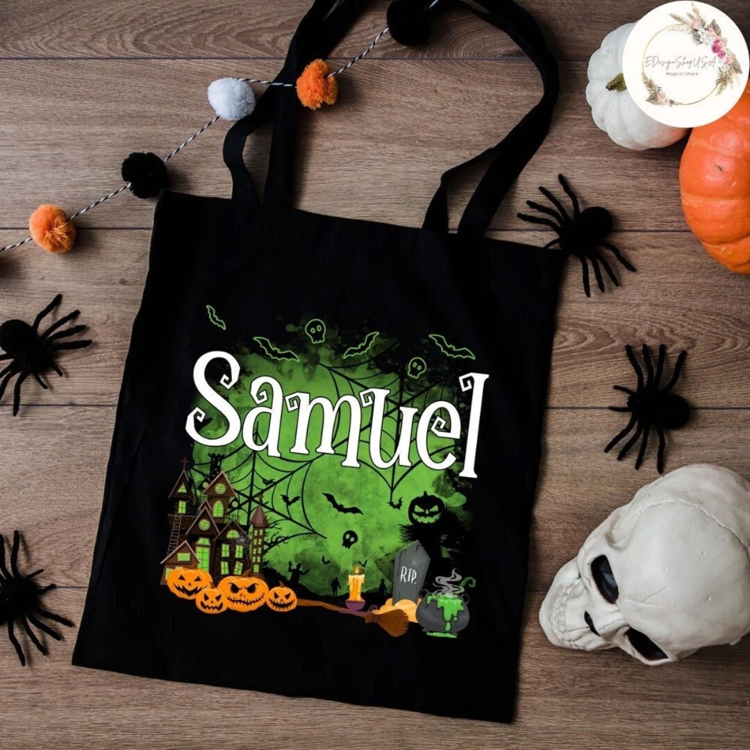 Personalized Watercolor Trick or Treat Halloween Canvas Tote Bag ...