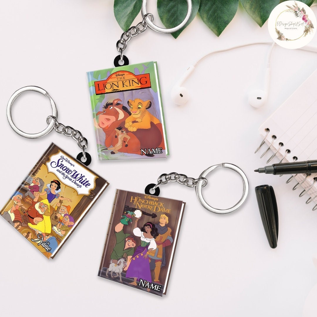 Personalized Disney Movie Book Keychain, Mickey and Friends, Disney ...