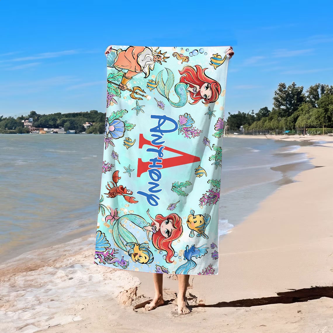 Personalized Disney The Little Mermaid Beach Towel, Ariel Disney ...