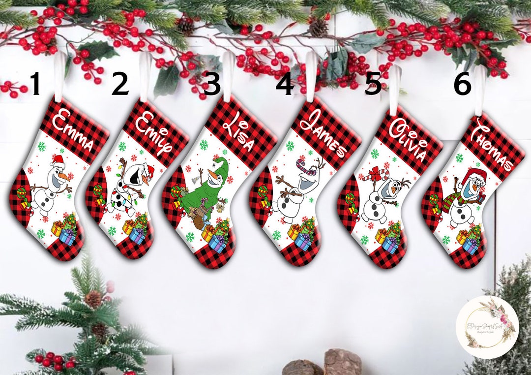 Personalized Disney Olaf Christmas Stockings, Olaf Santa Xmas Lights ...