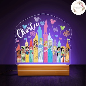 Personalized Disney Princess Castle Night Light, Custom Name Baby Girl ...