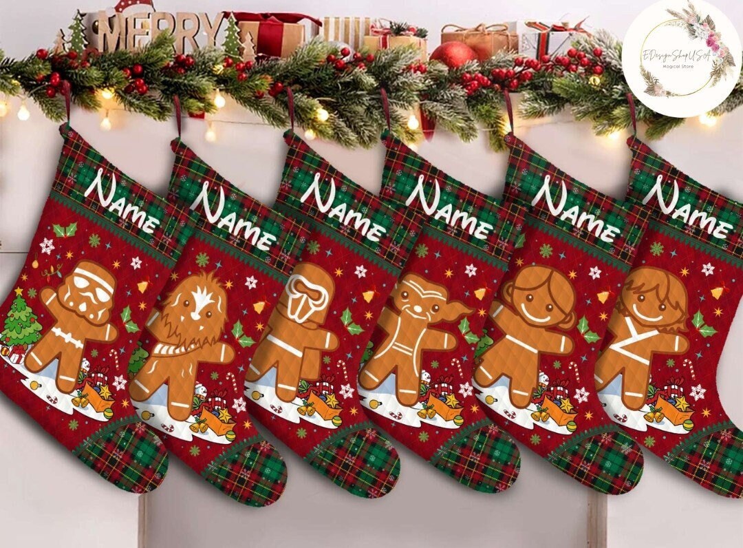 Personalized Star Wars Gingerbread Disney Christmas Stockings With Name ...