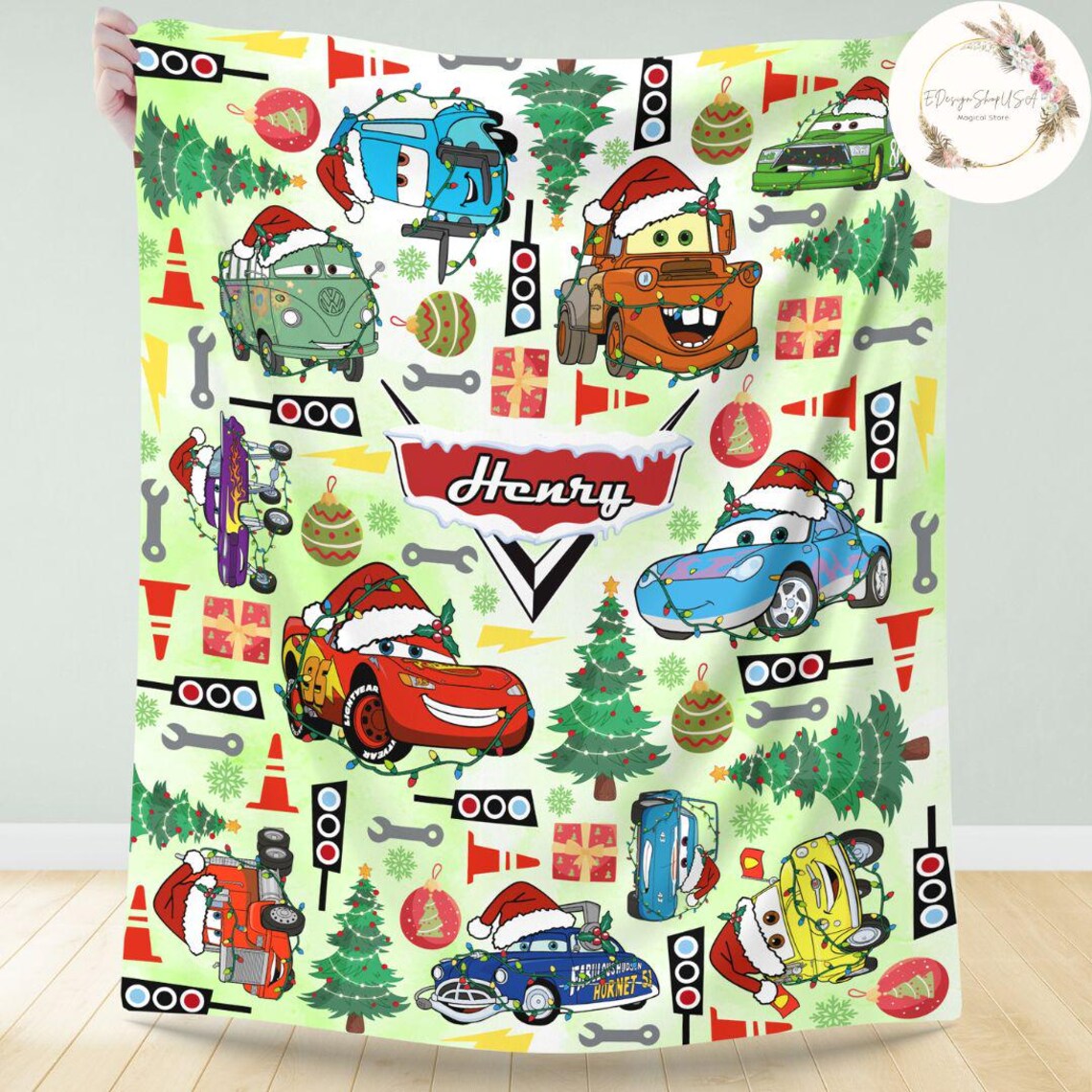 Personalized Disney Cars Christmas Blanket, Lightning Mcqueen Sally Tow ...