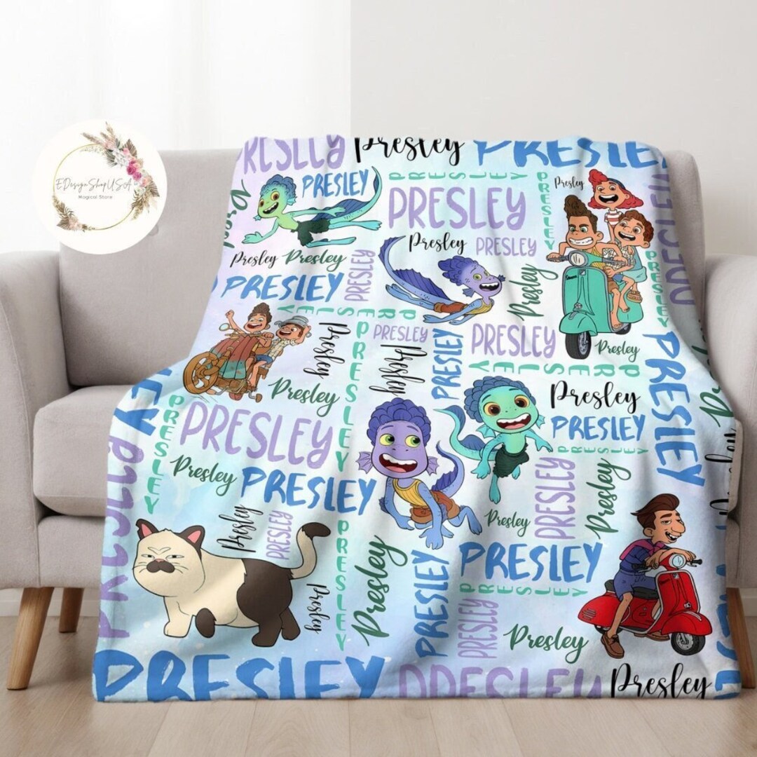Personalized Watercolor Disney Pixar Luca Blanket, Custom Name Alberto ...